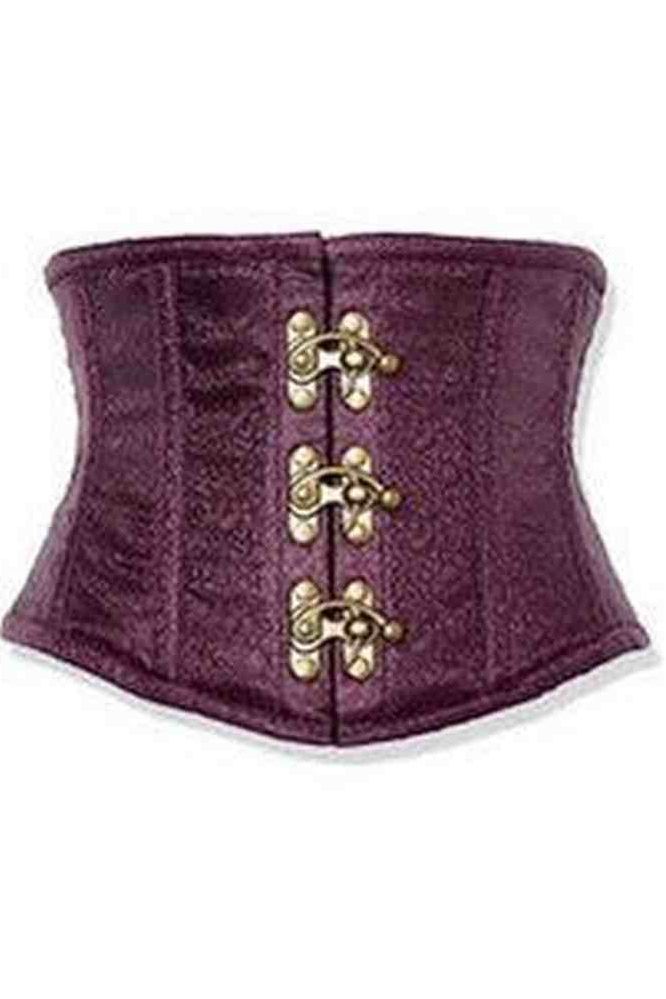 Top Drawer Plum Brocade Steel Boned Mini Cincher w/Clasps – Unspoken ...