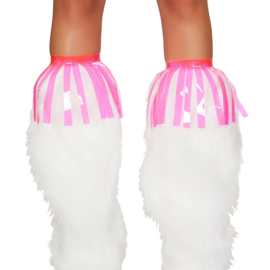 Rave & Festival Wear - Pair of Vinyl Fringe Leg Wrap - Unspoken Fashion